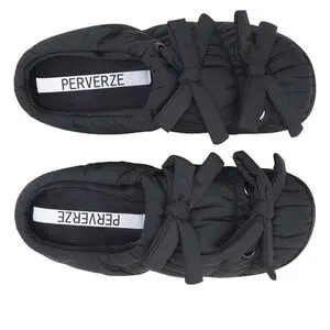 SUBU X Perverze Quilted Bow Detail Slip-on Sandals