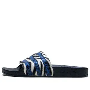 Adidas Adilette Slides With Graphic Detail - Black/blue