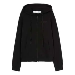 Off-White Diagonal Stripe" Zipper Hoodie - Black