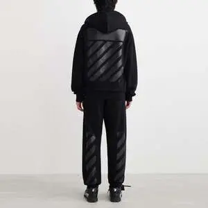 Off-White Diagonal Stripe" Zipper Hoodie - Black