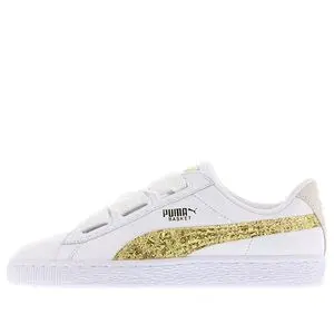 PUMA Basket Heart Sneakers With Glitter Detail - White/gold