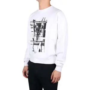 Off-White Printed Cotton Crewneck Long Sleeve Sweatshirt