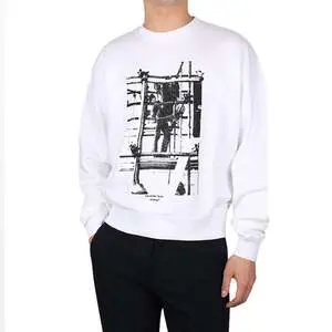 Off-White Printed Cotton Crewneck Long Sleeve Sweatshirt