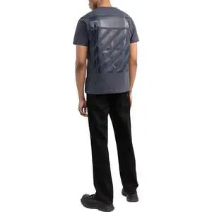 Off-White Ss22 Diag Back Printing Round Neck Short Sleeve Ordinary Version Blue