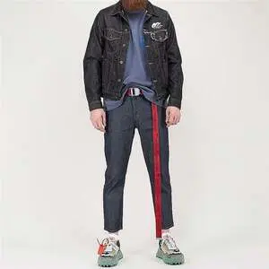 Off-White Arrows Slim Embroidered Logo Denim Jacket - Black
