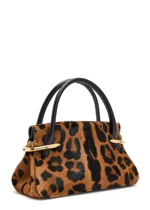 Givenchy Pinch Mini Calf-hair Top Handle Bag - Leopard