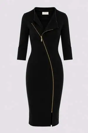 ROSERRY Chelsea Midi Dress With Metallic Zipper