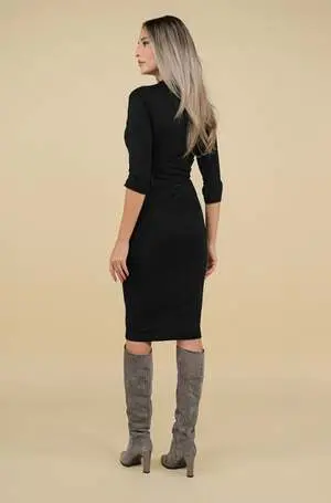 ROSERRY Chelsea Midi Dress With Metallic Zipper