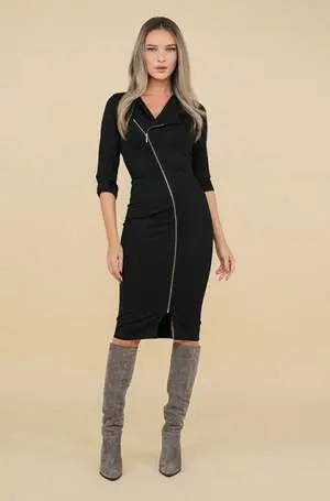 ROSERRY Chelsea Midi Dress With Metallic Zipper
