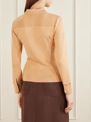 Tory Burch Silk-blend Polo Shirt - Neutrals