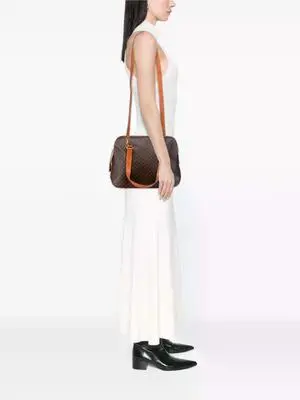 Celine 1994 Macadam Coated Canvas Satchel - Brown