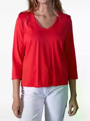 ANONYM APPAREL V-neck Three-quarter Sleeve T-shirt - Red