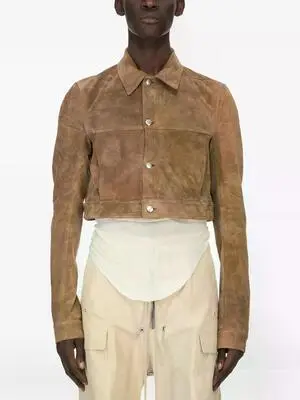 Rick Owens Cropped Suede Worker Jacket - Brown