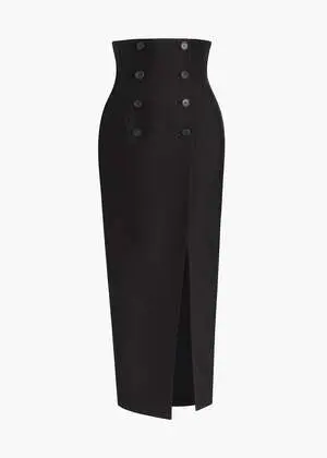 Khaite Luiza Skirt In Double-faced Crepe - Black