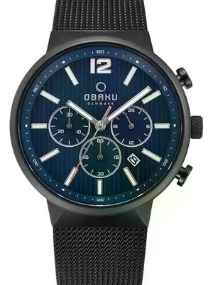 OBAKU Classic Mesh-strap 42mm Watch - Blue