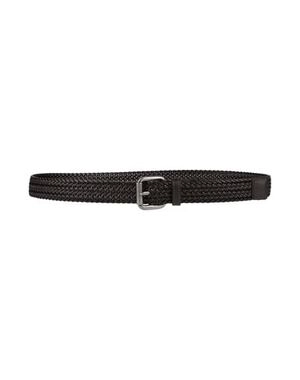 LIU •JO MAN Dark Woven Leather Belt - Brown