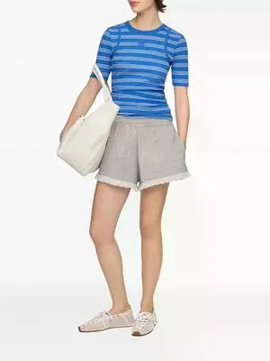 GANNI Lace-trimmed Cotton Jersey Shorts - Grey