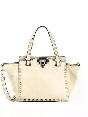 Valentino Garavani Rockstud Soft Leather Small Tote Bag - Neutrals