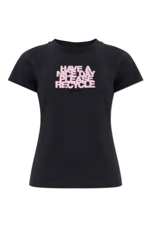 GANNI Cotton T-shirt With Slogan Print