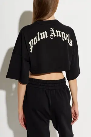 Palm Angels Cropped Top With Gothic Logo