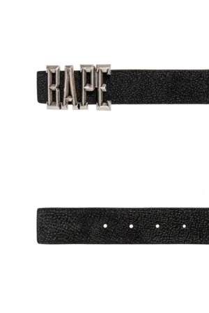 A BATHING APE Leather Belt With Logo Buckle