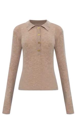 GANNI Slim-fit Wool Polo - Brown