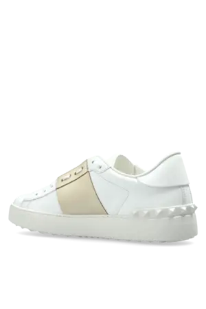 Valentino Garavani Leather Sports Shoes With Gold Detailing - White