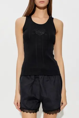 GANNI Knit Tank Top With Heart Appliqu