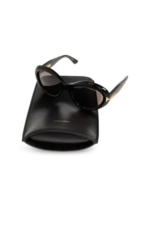 TOM FORD Oval Sunglasses With Gold Tone T Detail