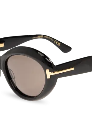 TOM FORD Oval Sunglasses With Gold Tone T Detail