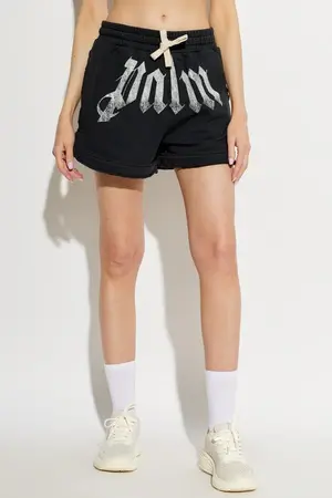Palm Angels Logo Print Cotton Shorts