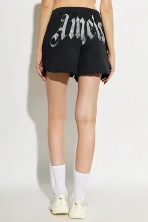 Palm Angels Logo Print Cotton Shorts