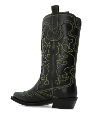 GANNI Full-grain Leather Boots With Contrast Stitching
