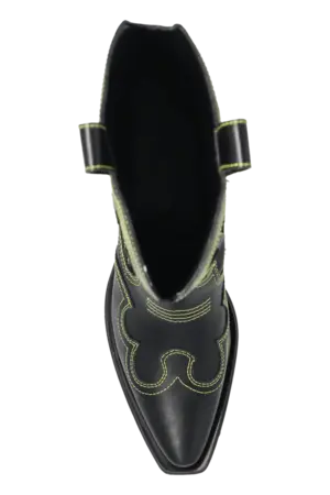 GANNI Full-grain Leather Boots With Contrast Stitching