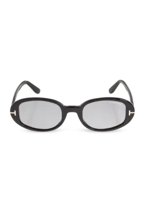 TOM FORD Oval Sunglasses With Gold Tone Detail - Black