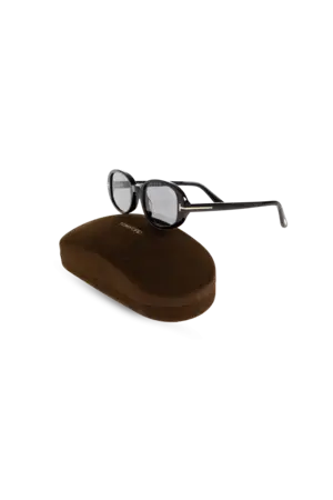 TOM FORD Oval Sunglasses With Gold Tone Detail - Black