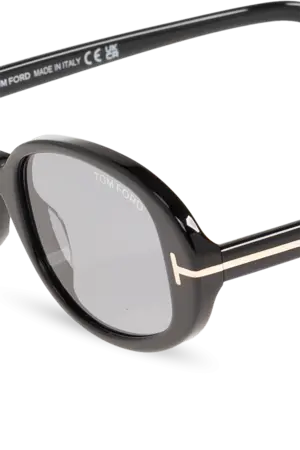 TOM FORD Oval Sunglasses With Gold Tone Detail - Black