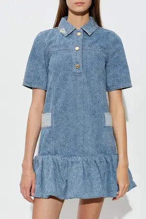 GANNI Distressed Denim A-line Dress