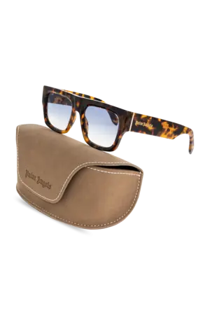 Palm Angels Tortoiseshell Pattern Rectangle Sunglasses With Gold Tone Logo