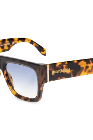 Palm Angels Tortoiseshell Pattern Rectangle Sunglasses With Gold Tone Logo
