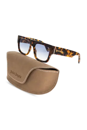 Palm Angels Tortoiseshell Pattern Rectangle Sunglasses With Gold Tone Logo