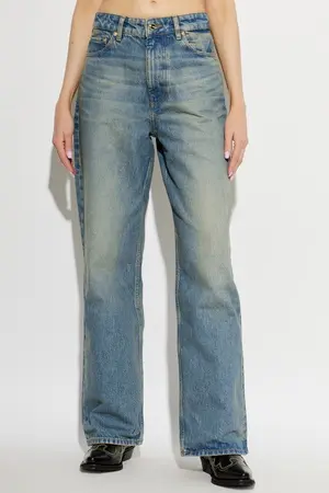 GANNI Vintage Effect Wide Leg Jeans - Blue