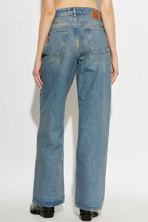 GANNI Vintage Effect Wide Leg Jeans - Blue