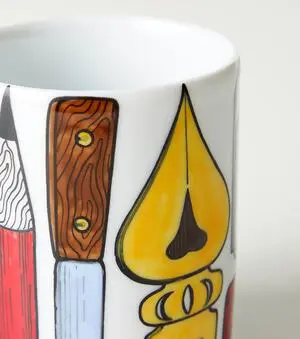 FORNASETTI Strumenti Scrittura Porcelain Pen Pot - White