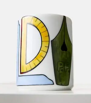 FORNASETTI Strumenti Scrittura Porcelain Pen Pot - White