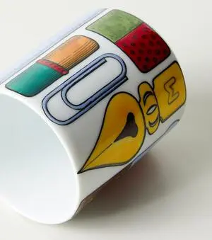 FORNASETTI Strumenti Scrittura Porcelain Pen Pot - White