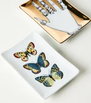 FORNASETTI Farfalle Porcelain Ashtray - White