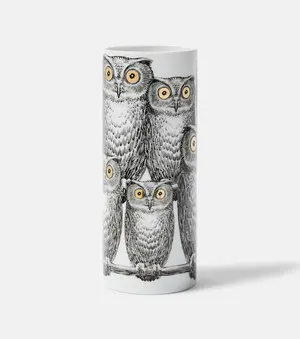 FORNASETTI Civette Small Porcelain Vase - White
