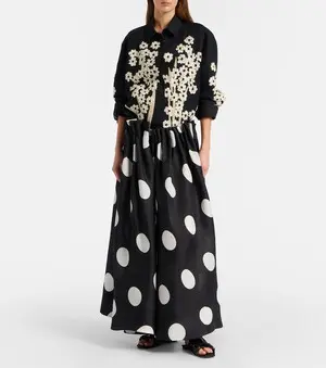 Khaite Riley Polka-dot Silk Maxi Skirt - Black