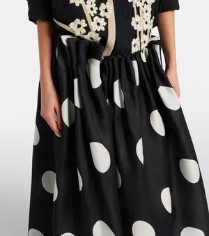 Khaite Riley Polka-dot Silk Maxi Skirt - Black